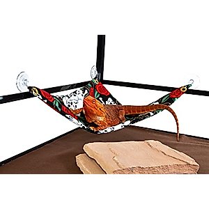 Hammock for Bearded Dragons, Skulls and Roses Fabric with Suction Cup Hooks