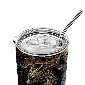 64HYDRO 20oz Steampunk Mechanical Engineer Clockwork Dragon Tumbler, Gaming, Gamer Gifts for Dragon Lovers, Stainless Steel Double Wall Vacuum Insulated Coffee Mug, Travel Cup with Lid