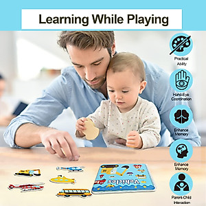 Preschool Montessori Toys for Toddlers, Vehicle Busy Book Learning Toys for Kids Toddlers Preschool Learning Activities, Autism Sensory Educational Toys for Boys & Girls Christmas Birthday Gifts