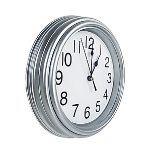 8.6 Inch Wall Clock, Decorative Classic Digital Clock for Home, Office, Classroom, School, Balcony, Garden - Silver