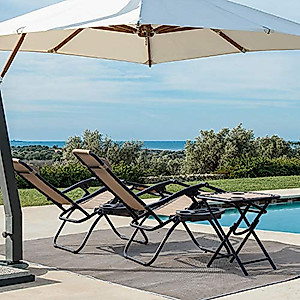 Devoko Patio Zero Gravity Chair Outdoor Folding Recliner Chairs with Table Pool Side Using Lawn Chair Sets with Pillow (Light Beige)