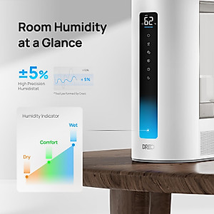 Dreo 6L Humidifier Large Room, Warm & Cool Mist Humidifiers for Bedroom, 60H Runtime, 12H Timer, Top Fill, Oil Diffuser, Humidity Indicator Light, Baby, Plants, Easy Clean, HM713