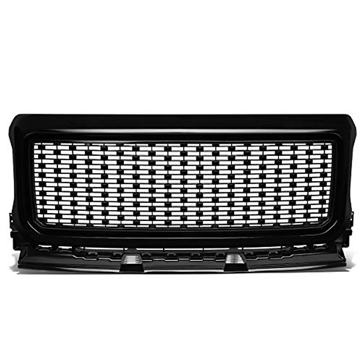 South Mud Bay Compatible with Crew Cab Extended Bright Black Denali Style Front Bumper/Hood Grille/Grill GRLDDENLGMCCAN16BK