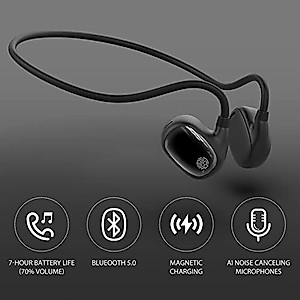 Bone Conduction Headphones, Open Ear Headphones, Bluetooth Wireless Earbuds for Running with Hi-Fi Stereo Sound Noise Cancelling Mic, Waterproof Headset for Marathon Skateboarding Cycling