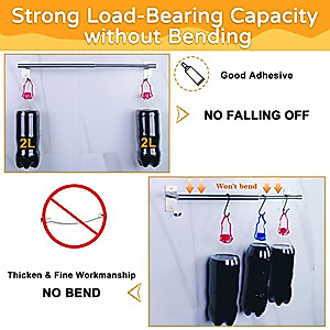 QMLALA Adjustable Towel Bar, Stainless Steel 14.5-23.6 Inches Towel Rack, Bathroom Kitchen Wall Shelf Expandable Hand Holder Towel Rod with Hooks Adhesive - Chrome