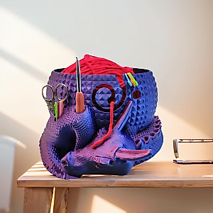 Fantasy Dragon Egg Knitting Yarn Bowl, Crochet Yarn Bowl for Knitting, Yarn Knitting Accessories Storage Box DIY Knitting Crochet Twisted Yarn (Blue)