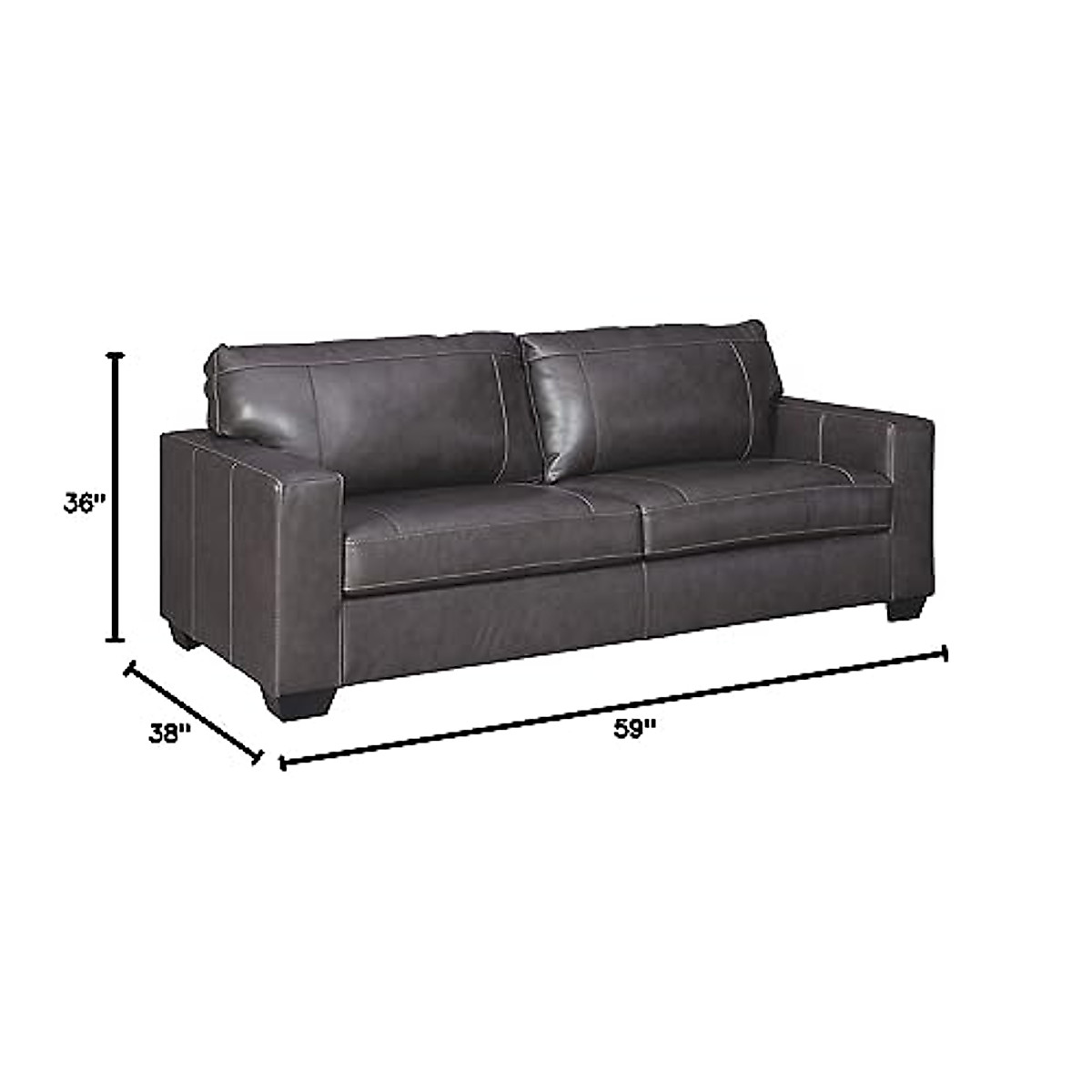 Signature Design by Ashley Morelos Contemporary Leather Queen Sofa Sleeper, Gray