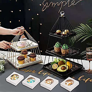 RomanticBaking 50 Pack Single Cookies Boxes 4 3/8" x 4 3/8" x 1 1/5" Bakery Boxes for Wedding Favors Party