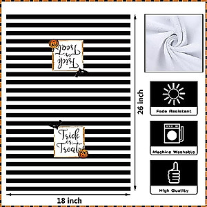 4 PCS Halloween Dish Towels Happy Halloween Kitchen Towels Trick or Treat Boo Spooky Tea Towels Halloween Dishcloth for Kitchen Home Decor Bathroom Table, 18" x 26"