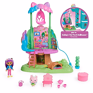 Gabby's Dollhouse, Transforming Garden Treehouse Playset with Lights, 2 Figures, 5 Accessories, 1 Delivery, 3 Furniture, Kids Toys for Ages 3 and up