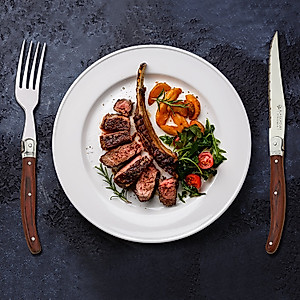 Laguiole by Hailingshan Steak knives Serrated Edge Sharp Light Premium Dishwasher Safe Stainless Steel knife set of 8 wood handle with Gift Box