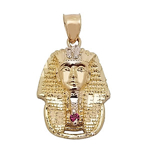 AMZ Jewelry 10k Yellow Gold Egyptian Pharaoh Pendant Gold Pharaoh Head Charm For Necklace