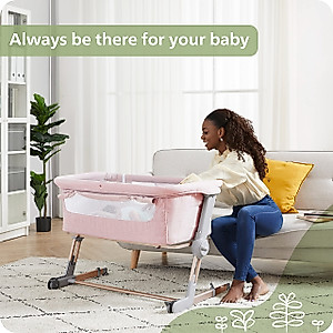Unilove Hug Me Plus 3-in-1 Bedside Sleeper & Portable Bassinet for Newborn, Plum Pink