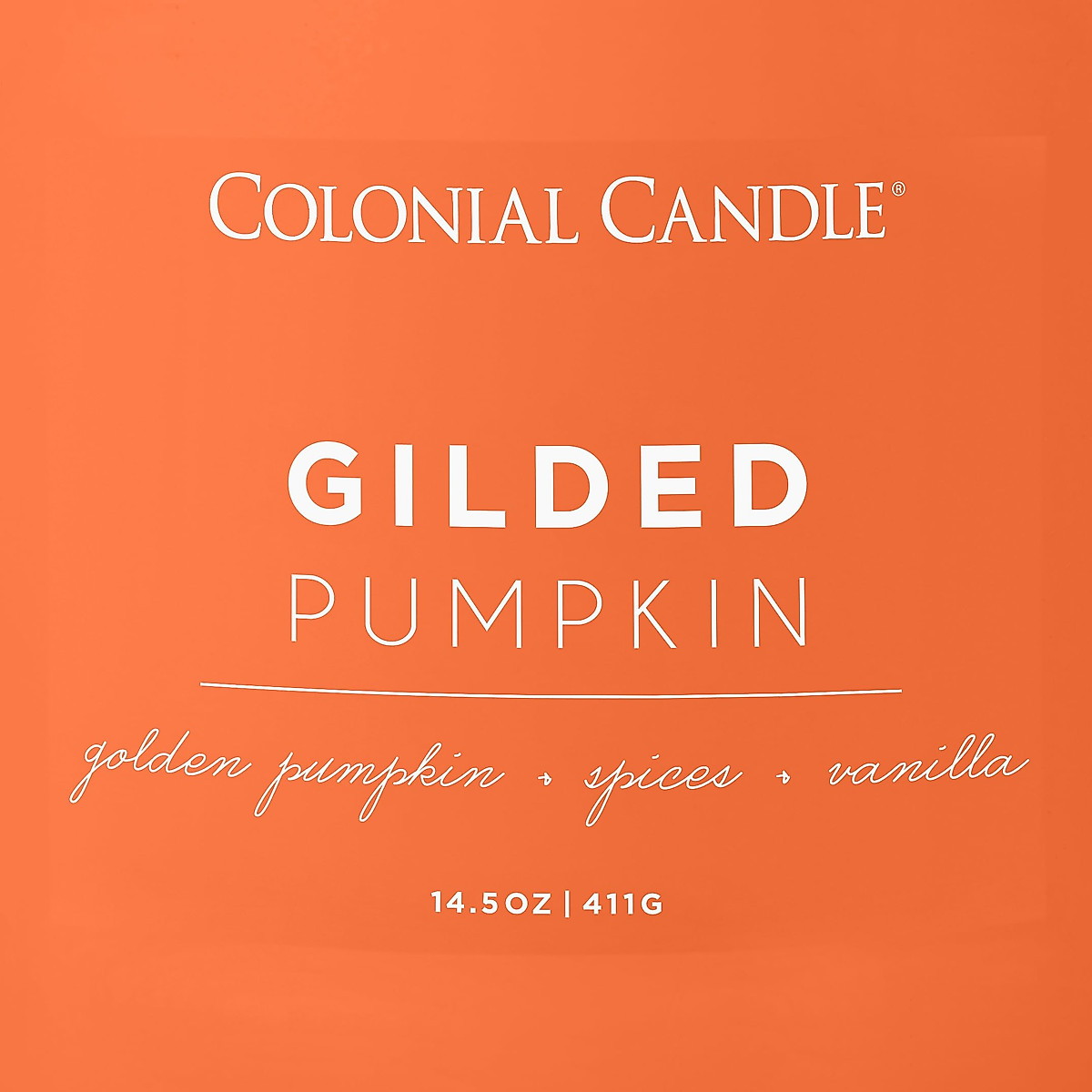 Colonial Candle Gilded Pumpkin Scented Jar Candle, Pop of Color Collection, 3 Wick, Orange, 14.5 oz - Up to 60 Hours Burn