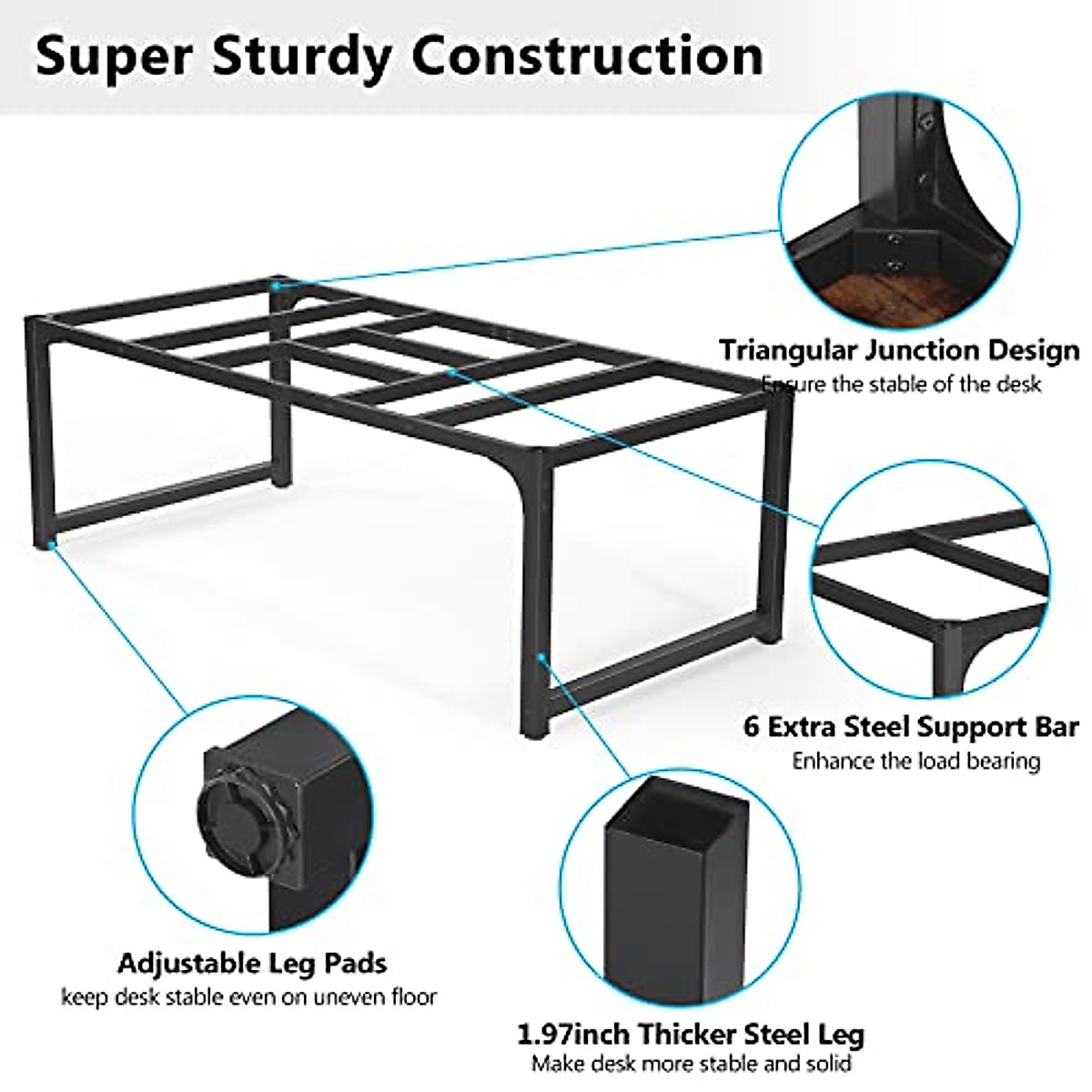 Tribesigns Modern Computer Desk, 78.7 x 39.4 inch X Large Executive Office Desk Computer Table Study Writing Desk Workstation for Home Office,Rustic/Black