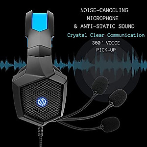 HP USB Gaming Headset PC Over Ear Headphones 7.1 Surround Sound with Mic for PC/Mac/Laptop Gamer Headset with Noise Cancelling Mic Comfortable Design and LED Lights