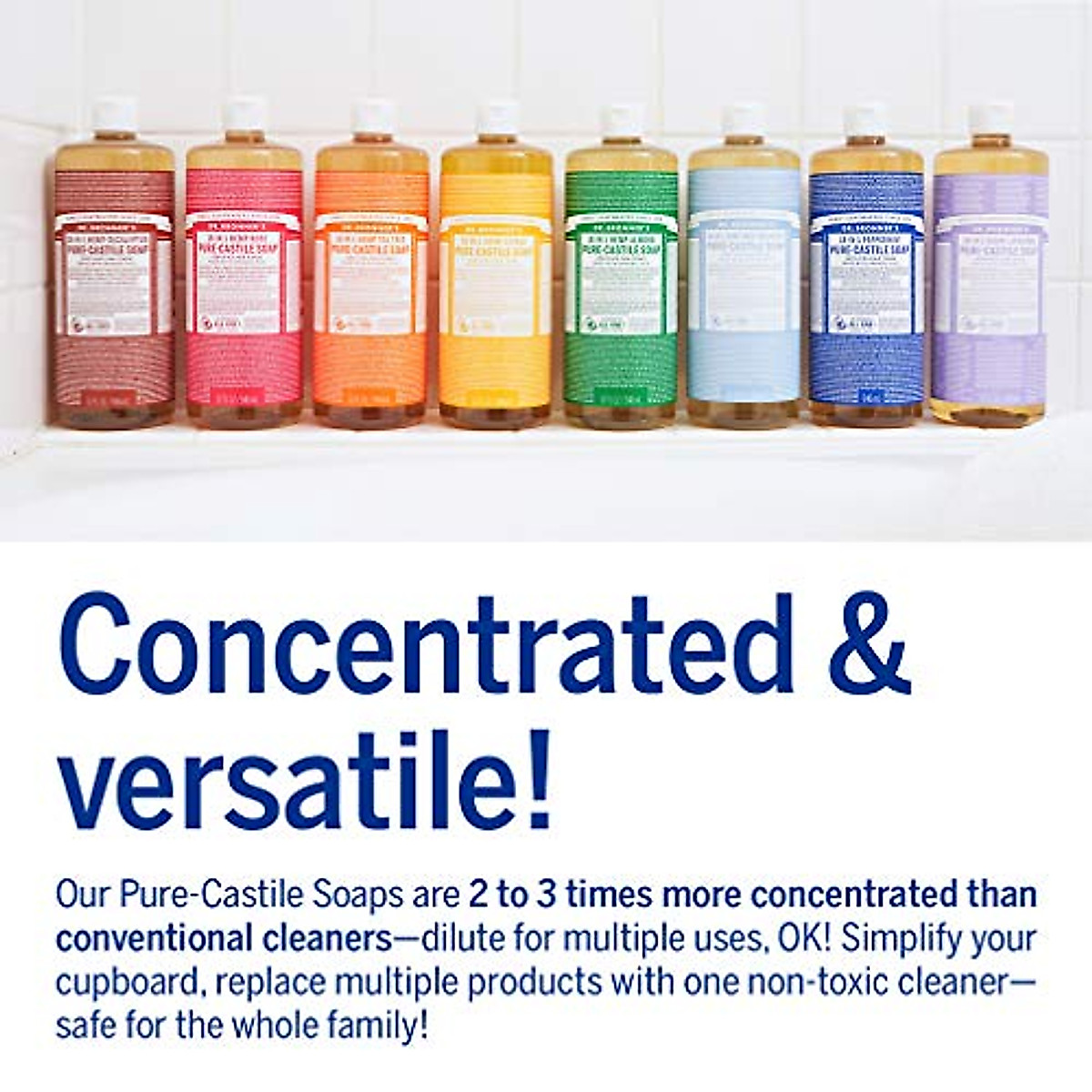 Dr. Bronner's - Pure-Castile Liquid Soap (Almond, 32 ounce) - Made with Organic Oils, 18-in-1 Uses: Face, Body, Hair, Laundry, Pets and Dishes, Concentrated, Vegan, Non-GMO