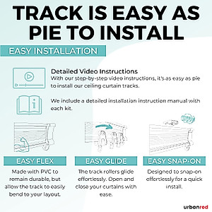 UrbanRed Flexible Bendable Ceiling Curtain Track, 22.9FT (7m), Ceiling Mount for Curtain Rail with Track Curtain System, Room Divider, Ceiling Curtain Rod, RV Ceiling Track for Curtains, White