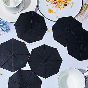 6 Pieces Silicone Cup Lids Umbrella Mug Cup Lid Covers Anti-Dust Silicone Glass Cup Covers Coffee Cup Suction Seal Lid Caps to Keep Drink Warm or Cold (Black)