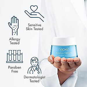 Vichy Aqualia Thermal Mineral Water Gel Moisturizer for Face with 97% Natural Origin Hyaluronic Acid, Dermatologist Recommended for 48-hr Hydration, Mineral Oil & Paraben-Free, 1.69 Fl. Oz