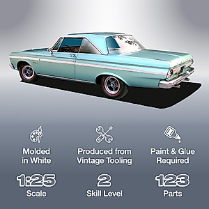 AMT - 1964 Plymouth Belvedere (w/Straight 6 Engine) 2T, 1:25 (AMT1188M), White