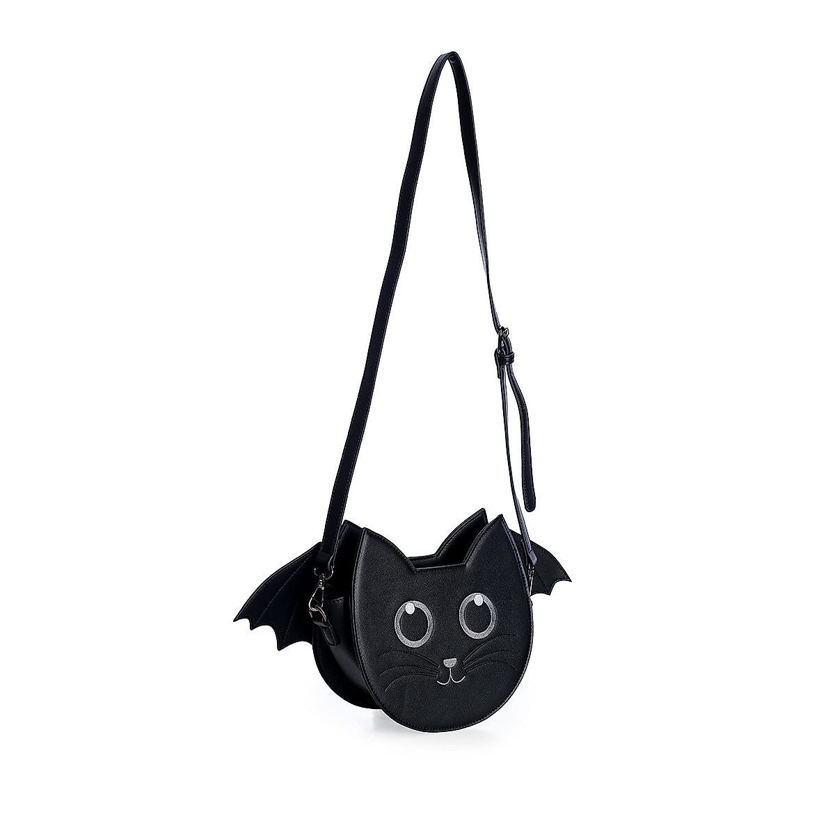 Lost Queen Women's Wendigo Shoulder Bag Cute Black Cat Bat Crossbody Purse