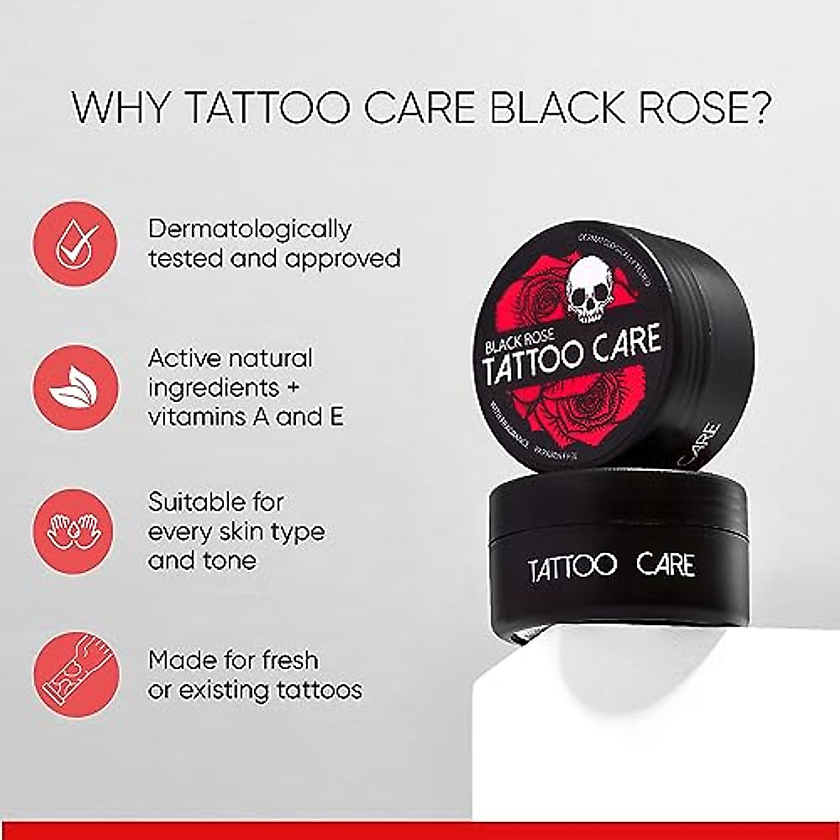 TATTOO CARE Makra Black Rose – Aftercare & Brightener Ointment - for New & Older Tattoos – Protects and Deeply Moisturizes – Enhances Colors, Prevents Fading, Brings Back Shine - 1.2 Oz/35 g