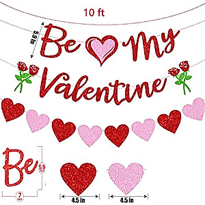 Be My Valentine Banner With Conversation Hearts - 10 Feet, No Diy | I Love You Decorations Romantic Decorations Special Night | Valentine Banner, Valentines Decor | Valentines Day Garland Heart Decorations