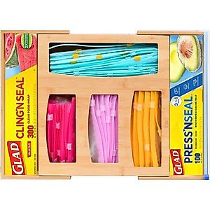 Zaytun Drawer Organizer for Ziplock Bags and Foil | Expandable & Englrarged 6-IN-1 Zip Lock Bag Organizer For Drawer & Foil And Plastic Wrap Dispenser With Cutter for Kitchen Organization and Storage