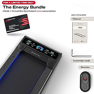 Sportstech Walking Pad Treadmill, Ultra Slim Portable Treadmill, Under Desk for Home & Office with Remote Control, Heart Rate LED Pulse, Fitness Live Workout App, 300 lbs Capacity, No Installation