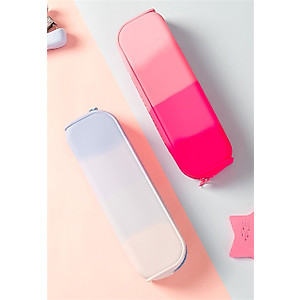 YYaaloa Pink Silicone Pencil Case,Colorful Waterproof Pencil Pouch Aesthetic Pencil Case Small Pencil Bag, Pencil Pouch for Women, Makeup Pouch