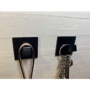 Generic Model Square,Towel Hooks Pack of 4 Towel Holder Wall Hooks Self-Adhesive Hooks Made of Stainless Steel No Drilling Rustproof Ideal for Bathroom Toilet Kitchen Office Matte Black