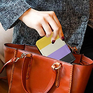 Slim Minimalist Soft Leather Mini Case Holder Organizer Wallet for Women Men Nonbinary Pride Flag