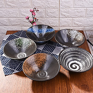 Japanese Ramen Bowls Set, 32 OZ Ceramic Noodle Soup Cereal Bowls (BSB)