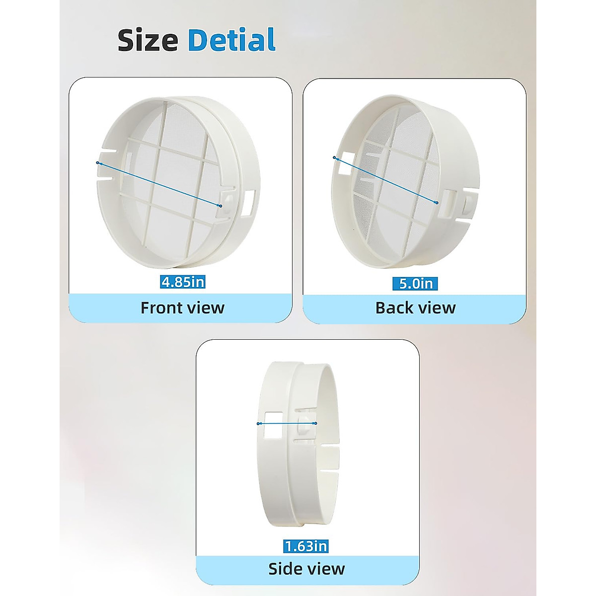 Washable Hose Pre-filter for Portable Air Conditioner, Perfect Fit, 5’’ Diamiter 2 Pack White