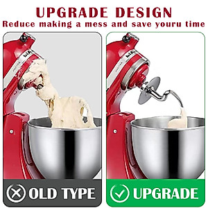 EGNic Stainless Steel Dough Hook Attachment for Kitchenaid 4.5-5 Quart Tilt-Head Stand Mixer, Spiral Dough Hook Replacement for Kitchenaid Mixers Accessories