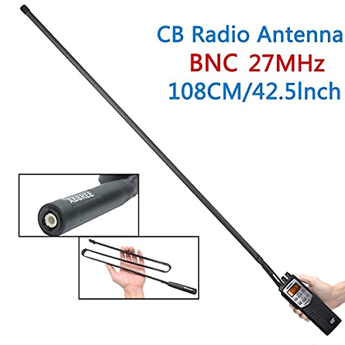 ABBREE Tactical Antenna 27Mhz 42.5-Inch for CB Handheld/Portable Radio with BNC Connector Compatible with Cobra Midland Uniden Anytone CB Radio