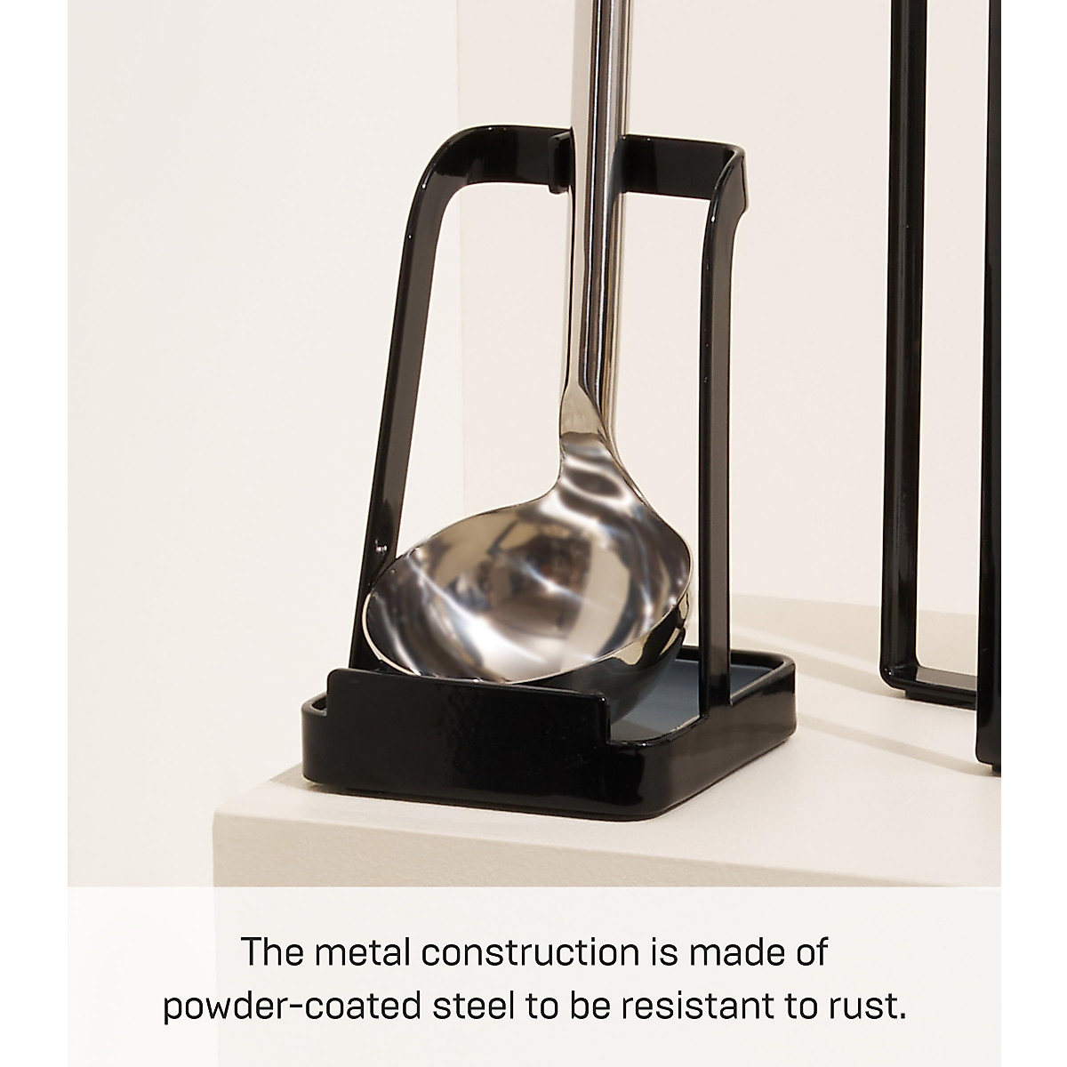 YAMAZAKI Home 2249 Tower Ladle Holder-Lid Stand for Utensils in Kitchen, Black 2248-P