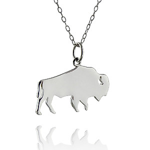 FashionJunkie4Life Sterling Silver Buffalo Necklace, 18" Chain | Birthday Gifts for Women and Men