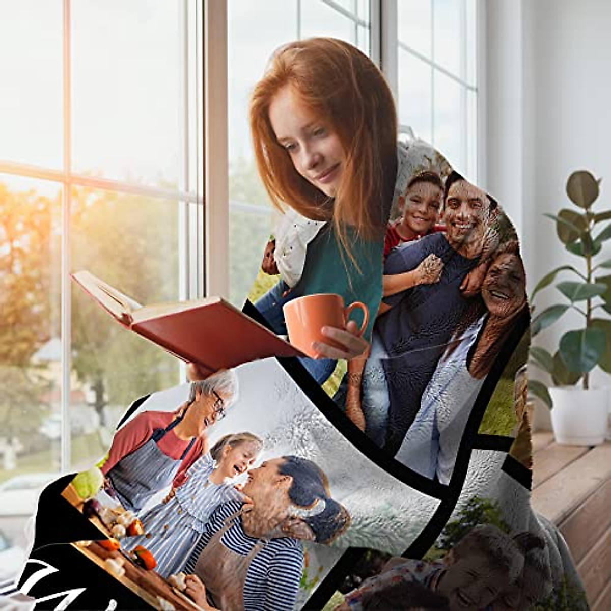 Personalized Blanket with Photo Text Custom Throw Blanket Using My Own Pictures for Mom Christmas Family Dad Sisters Dog Friends Besties Grandma Wife 4 Photo