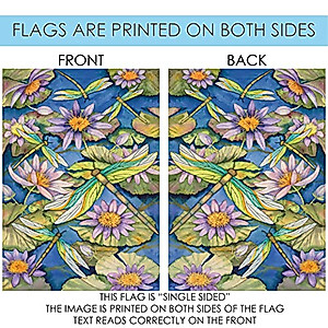 Toland Home Garden 110007 Waterlilies & Dragonflies Dragonfly Flag 12x18 Inch Double Sided for Outdoor Flower House Yard Decoration