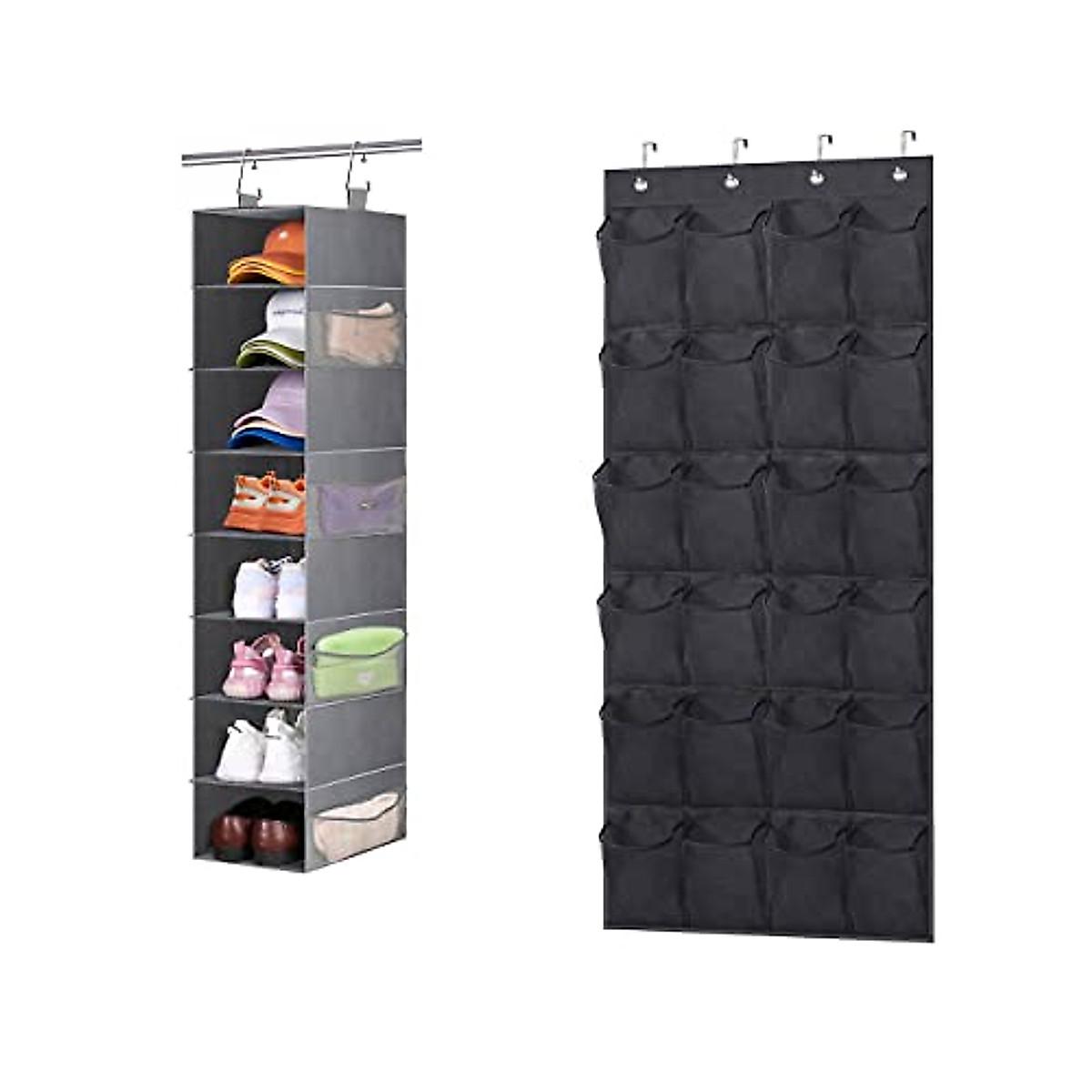 SLEEPING LAMB 8 Shelves Hanging Shoe Rack and 24 Pockets Door Shoe Organizer