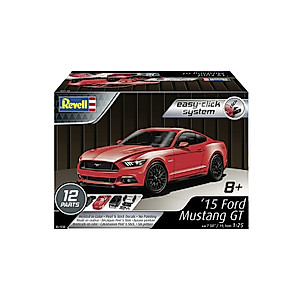 Revell 85-1238 2017 Ford Mustang GT Model Car Kit 1:25 Scale 12-Piece Skill Level 2 Plastic Easy-Click Model Building Kit, Red