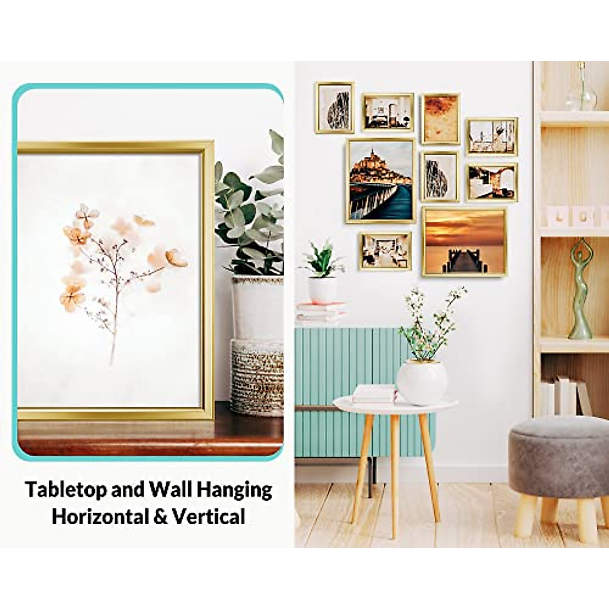 LaVie Home 8x10 Picture Frames (1 Pack, Gold) Simple Designed Photo Frame with High Definition Glass for Wall Mount & Table Top Display