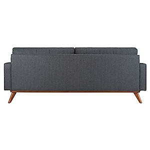 Safavieh Couture Home Gneiss Mid-Century Modern Slate Grey and Dark Brown Tufted Sofa