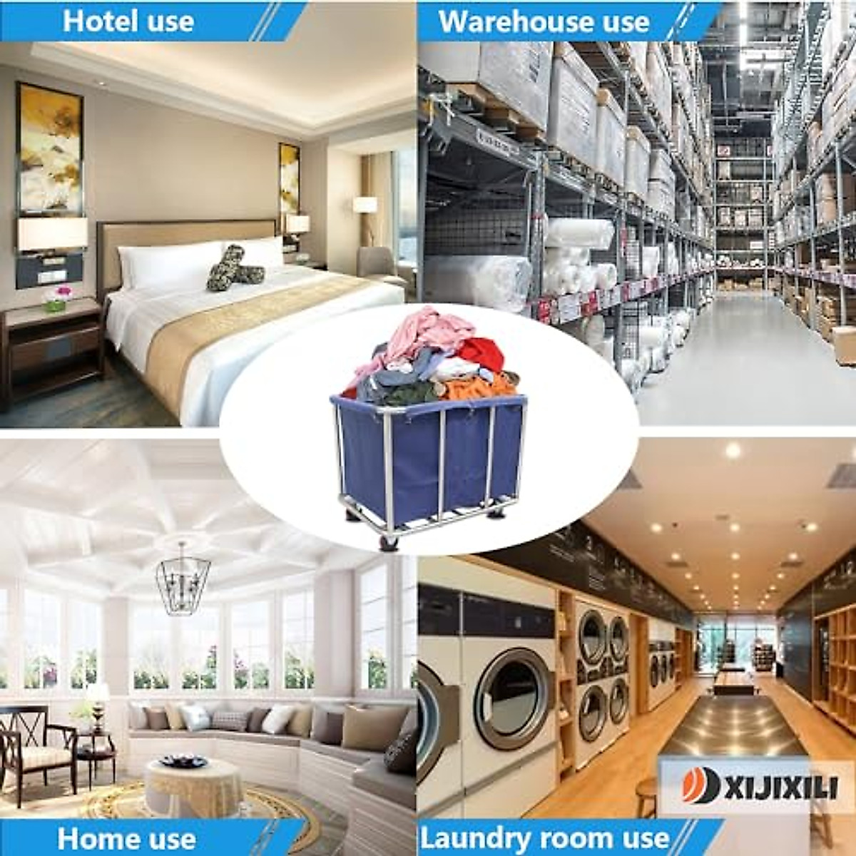 XIJIXILI Laundry Basket with Wheels Industrial 12 Bushel (400l) Collapsible Laundry Hamper Commercial Large Heavy Duty Rolling Laundry Cart Waterproof Laundry Trucks For Home Organizer Storage