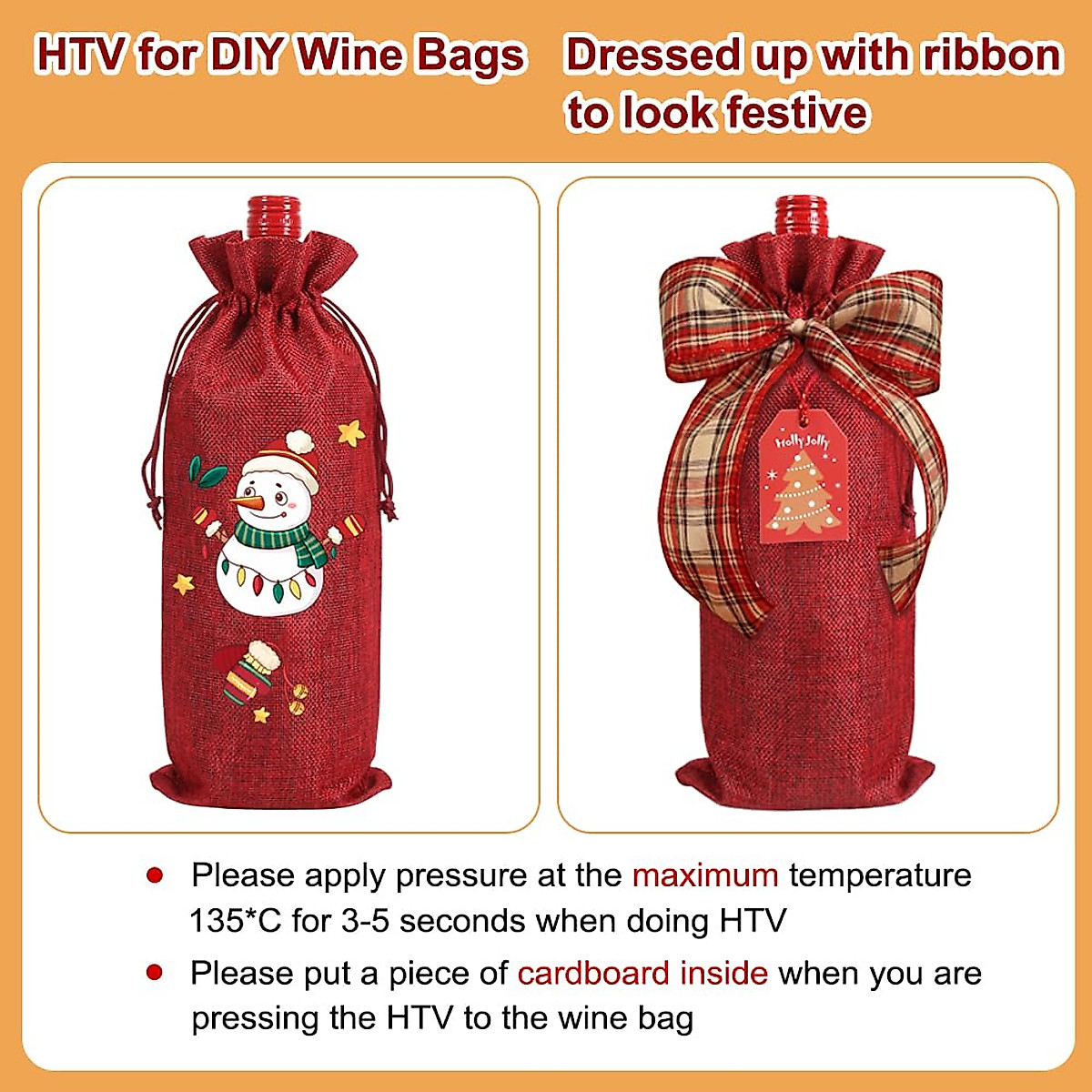 Shintop 10pcs Jute Wine Bags, 13.4 x 5.9 inches Hessian Wine Bottle Gift Bags with Drawstring for Wedding Christmas Wine Tasting Party Favors(Red)