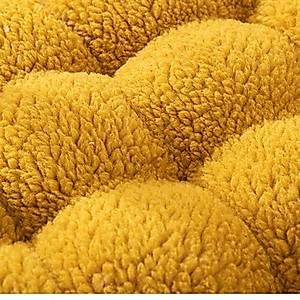 JAIJY Kitchen Chair Cushion with Ties Soft Wool Touch Seat Cushions Solid Thick Seat Pad Mat Pads Decor for Chair Office Bedroom Living Room Car (Yellow,20"x20")