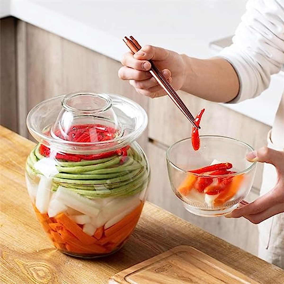 YFZMD 2.5KG Glass Container Kimchi Jar Kitchen Thickened Pickled Cans Household Pickles Cylinder