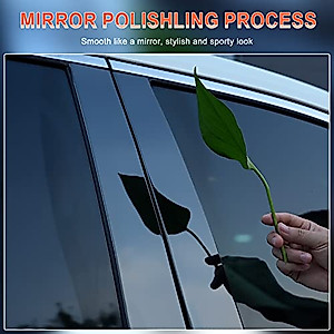 ACLONG Pillar Posts Door Window Trim Glossy Black Stainless Steel Pillar Posts Molding Trim Compatible with Porsche Panamera 2009-2016, Anti Scratch Stickers Door Pillar Moldings Cover Set -Set of 4